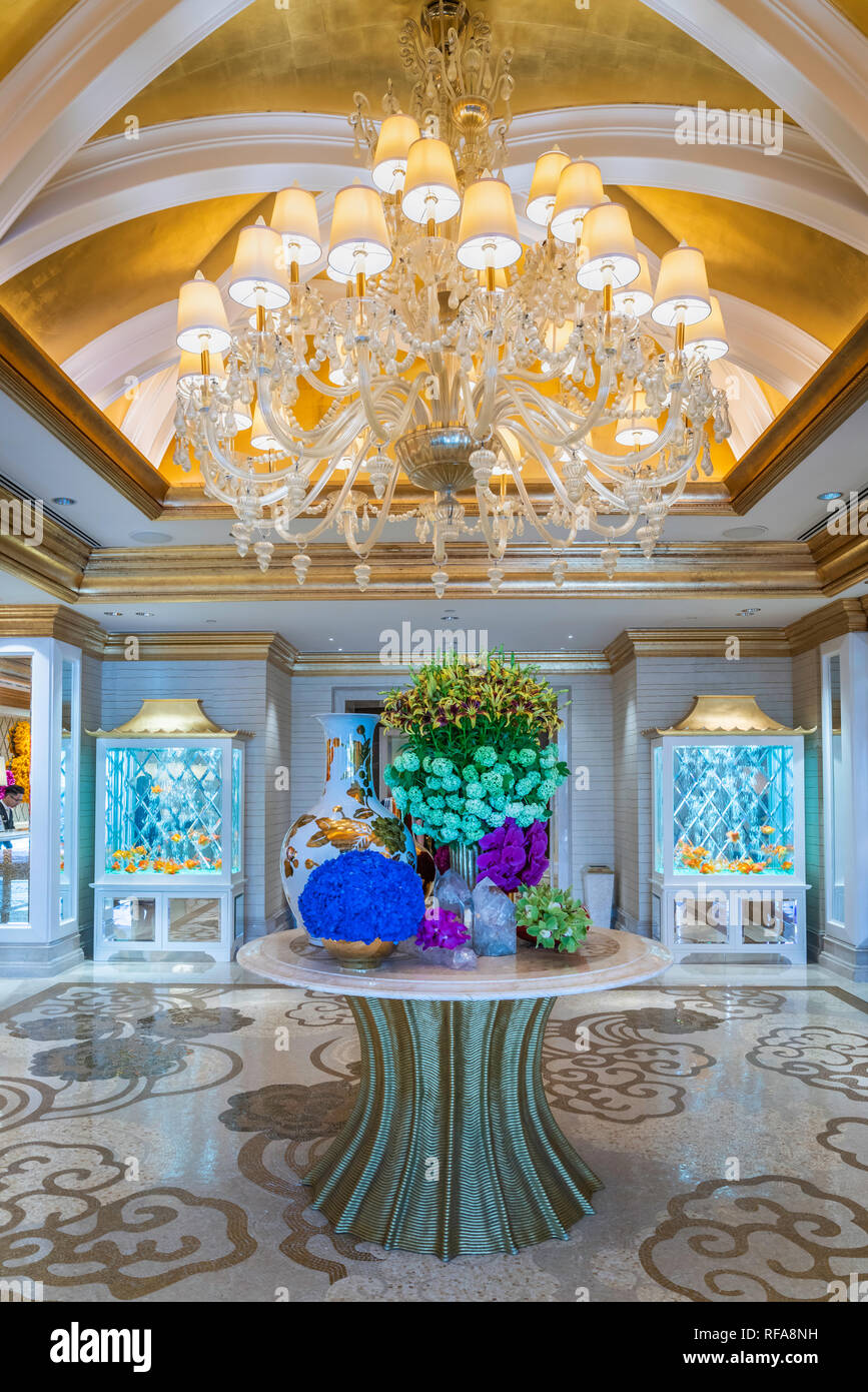 The Wynn Hotel and Casino interior decor in Macau, Asia Stock Photo - Alamy