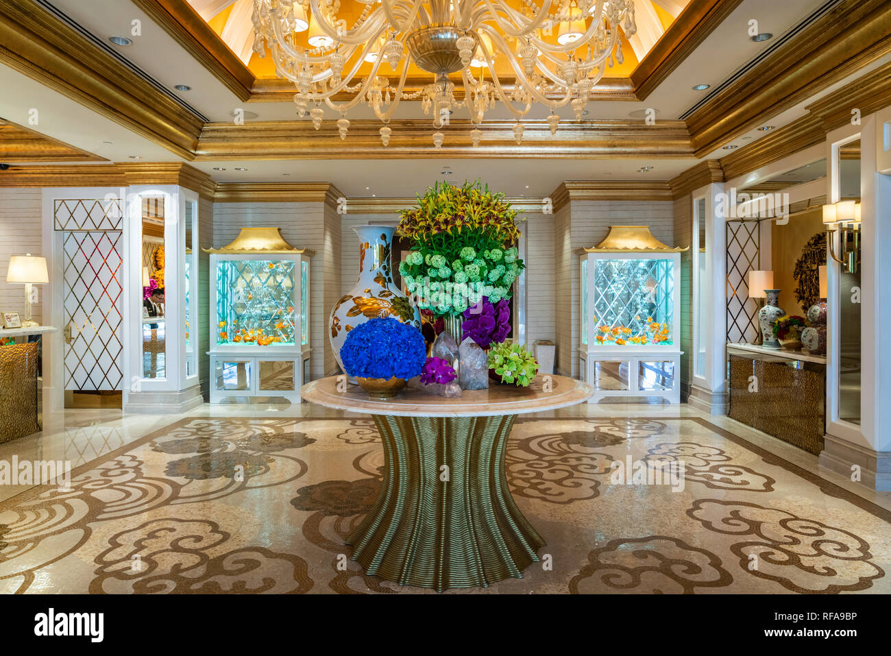 The Wynn Hotel and Casino interior decor in Macau, Asia Stock Photo - Alamy
