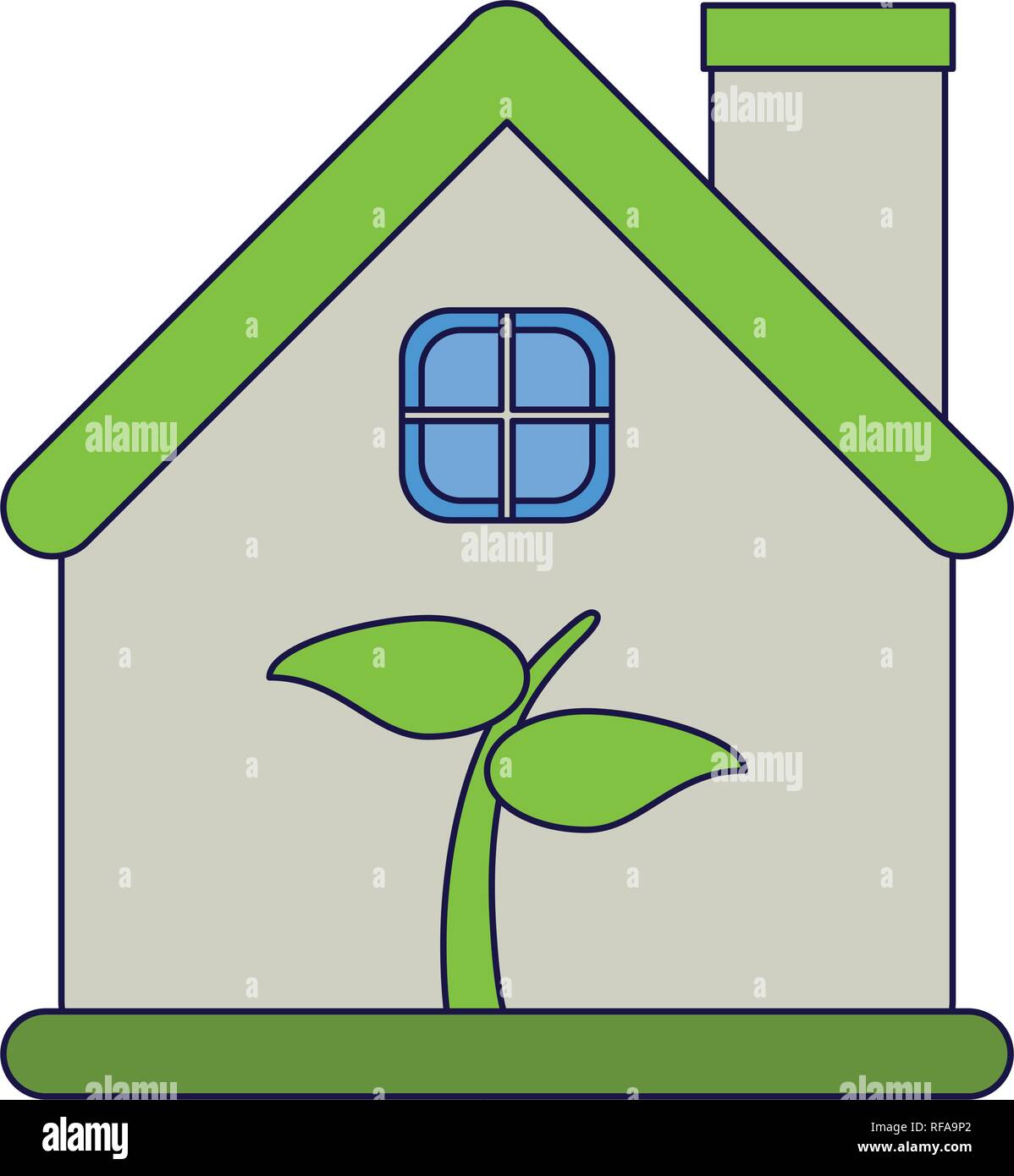 Eco house with plant symbol Stock Vector Image & Art - Alamy