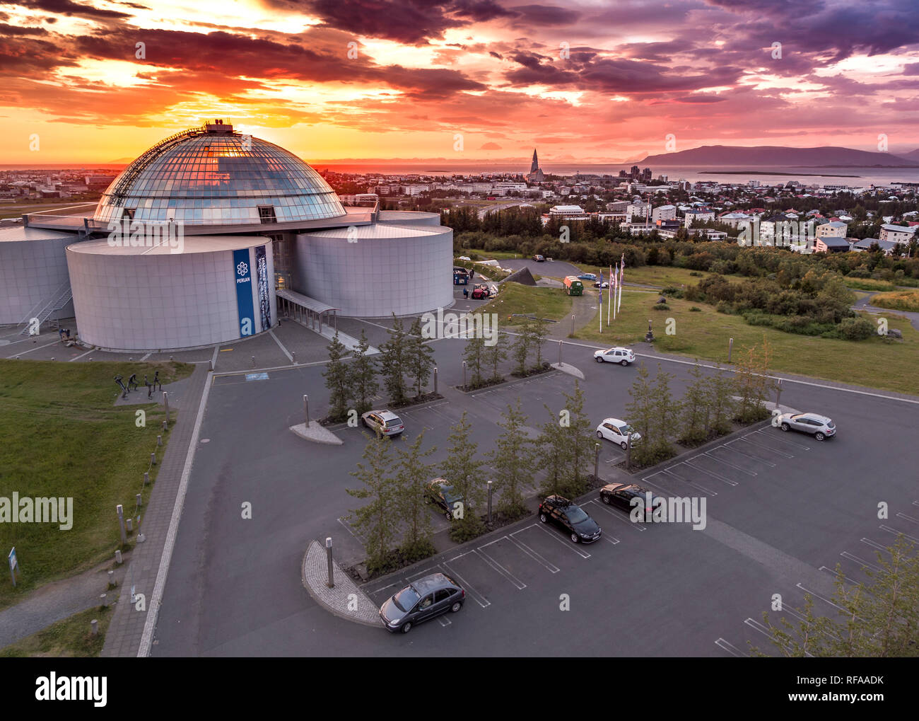 Perlan Museum (The Pearl) Reykjavik, Iceland. Perlan exhibits Icelandic ...