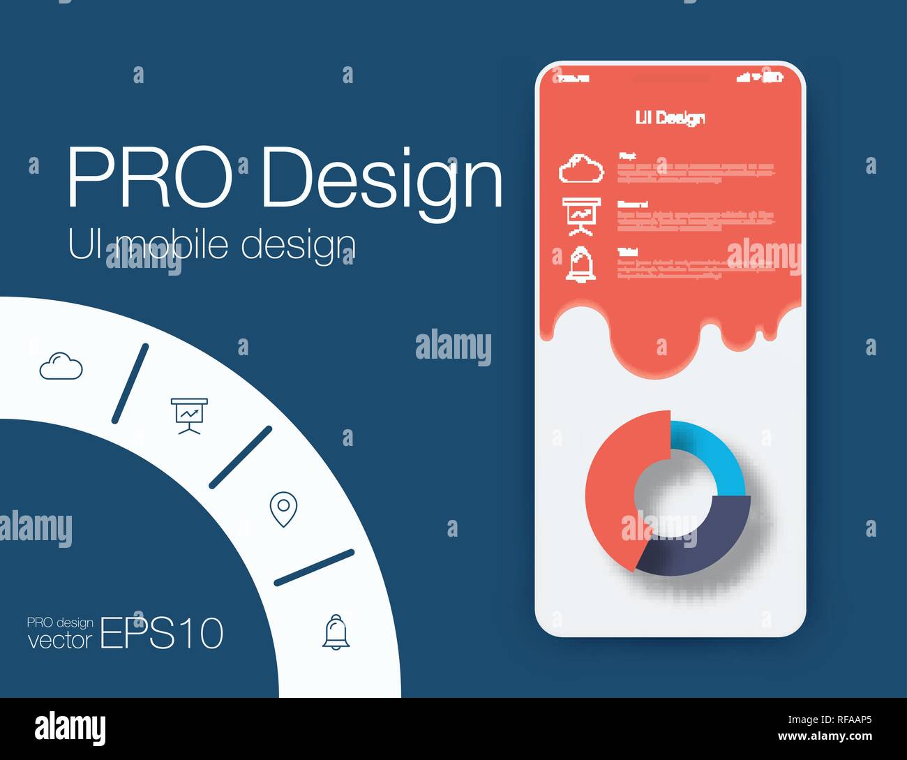 User interface with infographics with charts and graphs in flat design ...