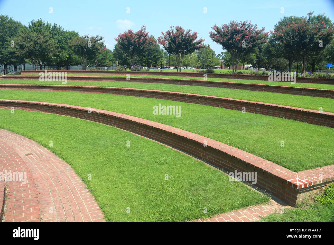 Grass steps Amphitheater in park Stock Photo - Alamy