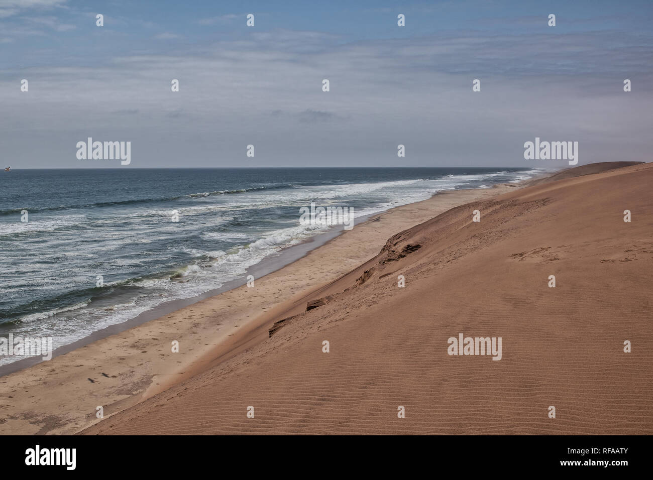Photograph of the Namibe Desert. Coast line with desert dunes. Africa ...