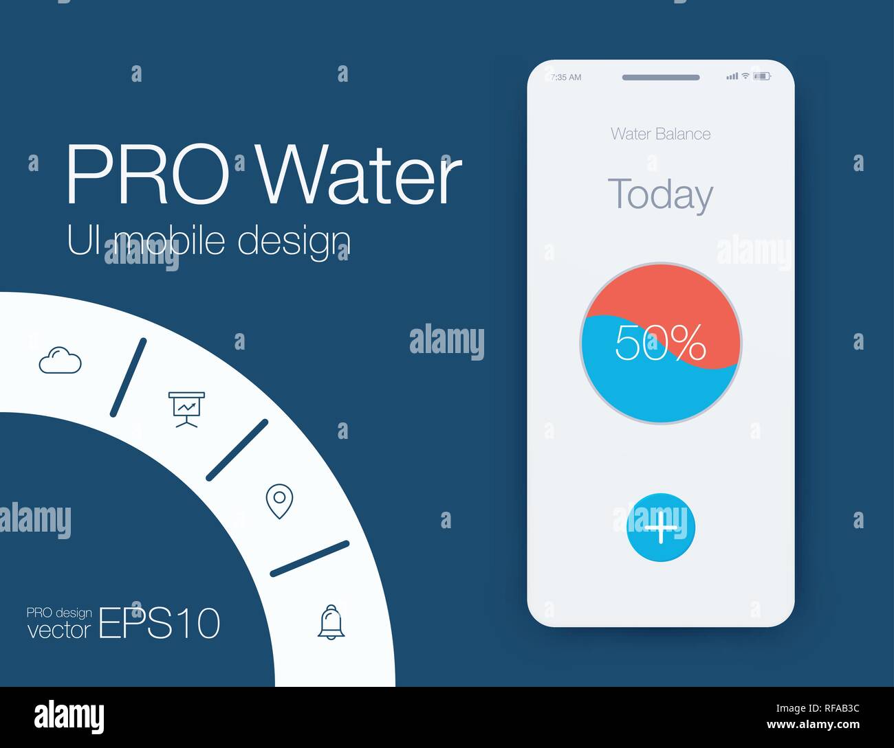 User interface with infographics with charts and graphs in flat design ...