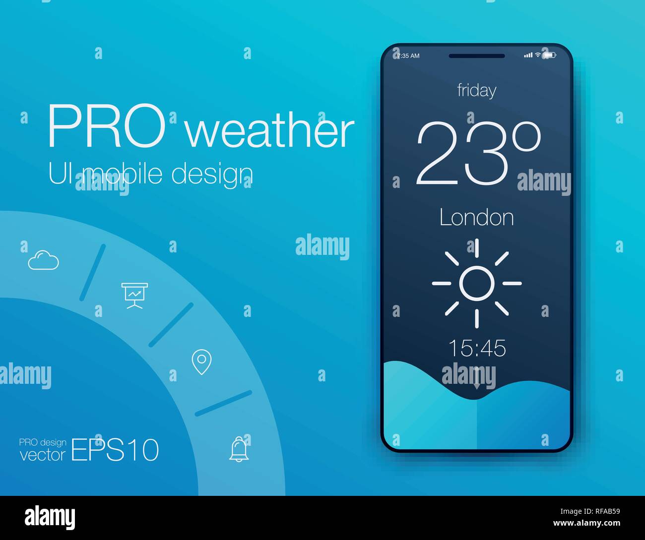 Weather Forecast App Ux Ui Design. Stock vector eps Stock Vector Image ...