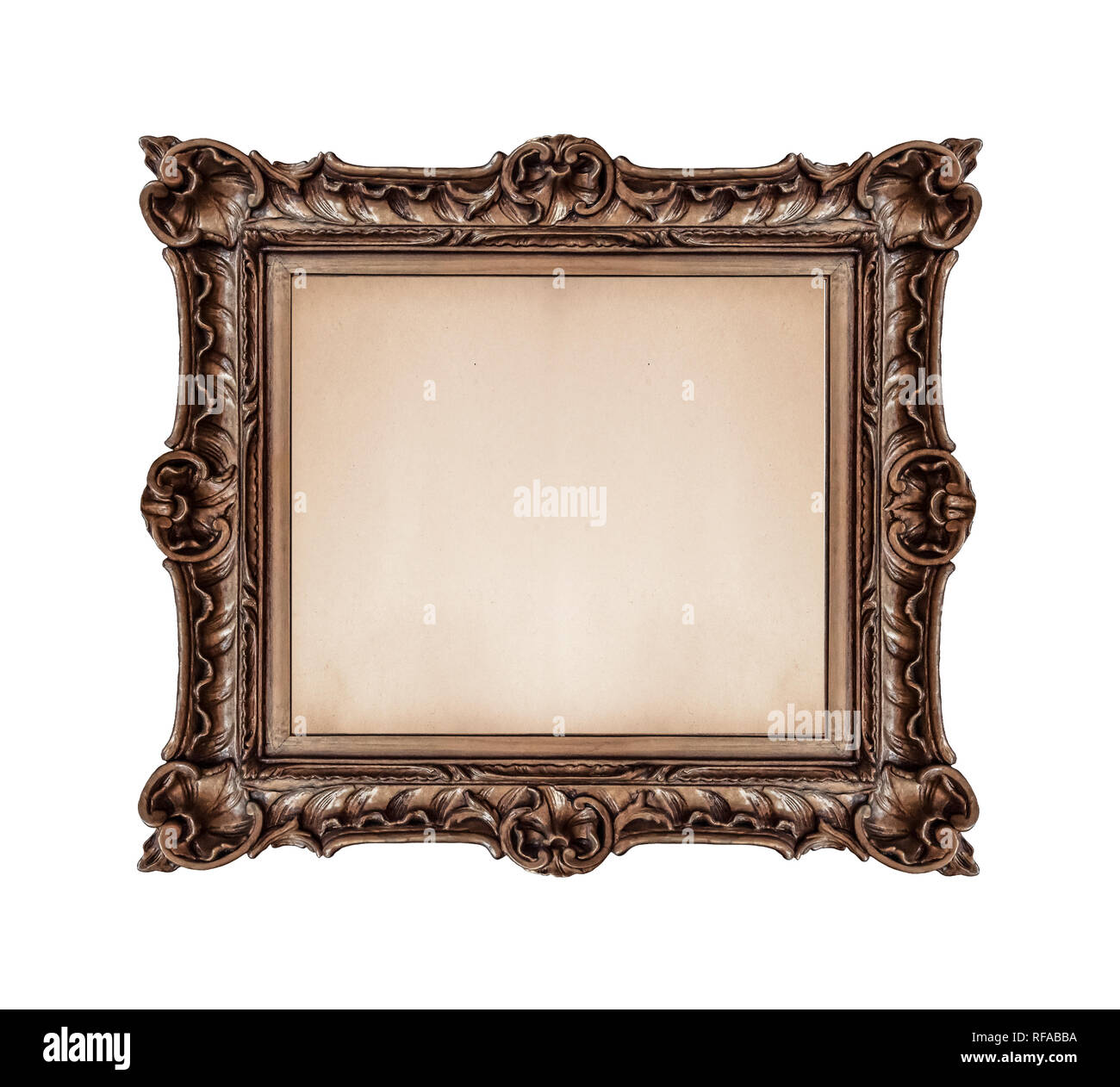 Vintage old picture frame on a white background Stock Photo - Alamy