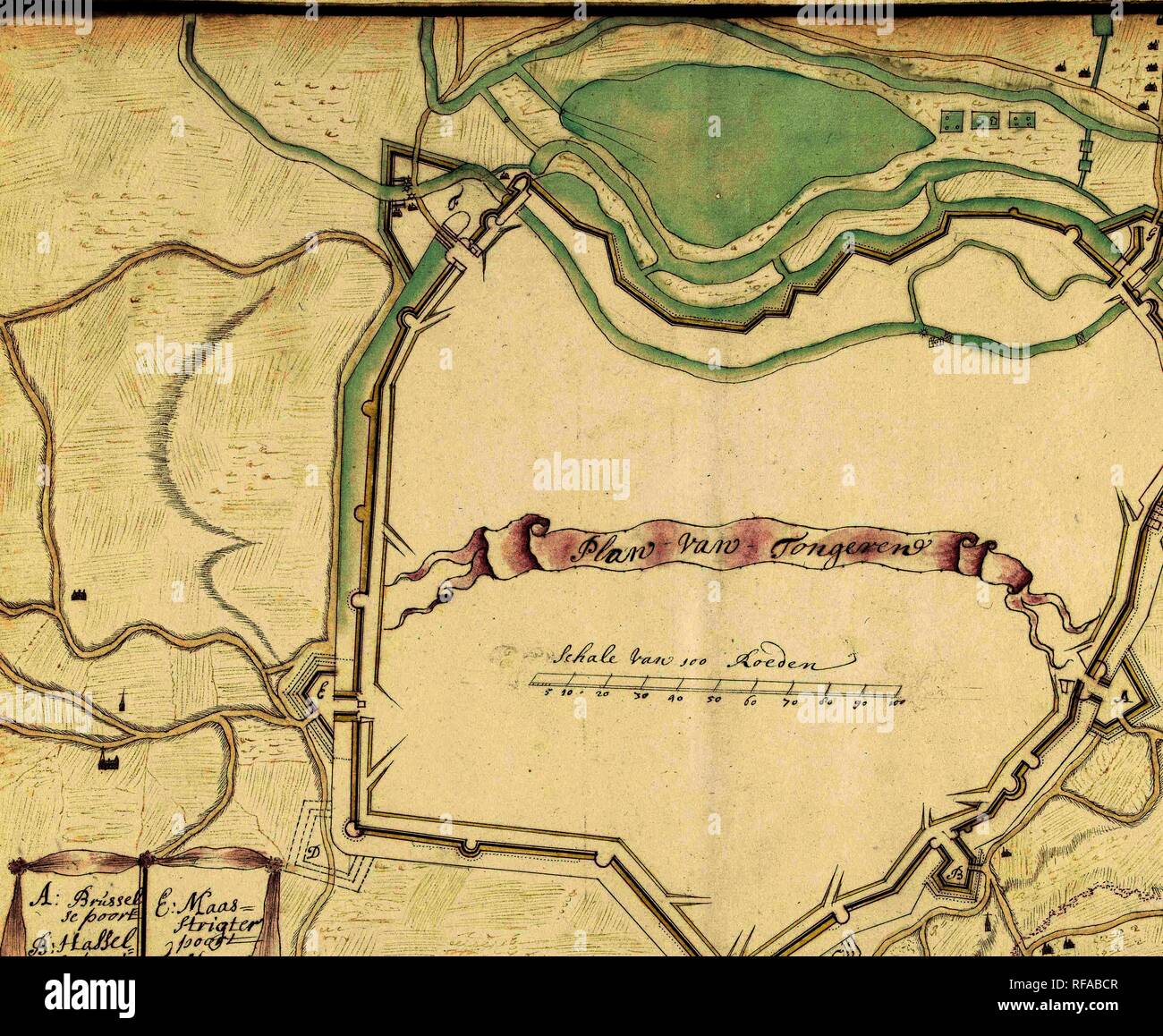 Plattegrond van Tongeren, ca. 1701-1715. Plan van Tongeren (title on ...