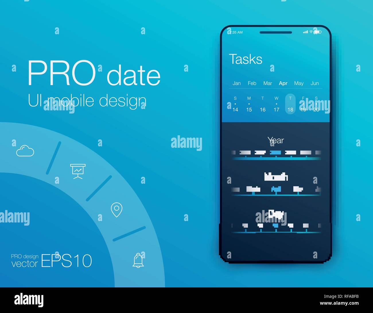 User interface with infographics with charts and graphs in flat design ...