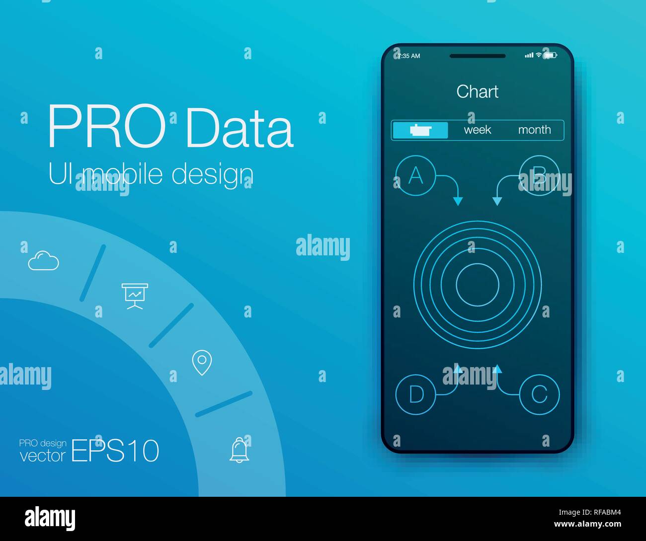 User interface with infographics with charts and graphs in flat design ...