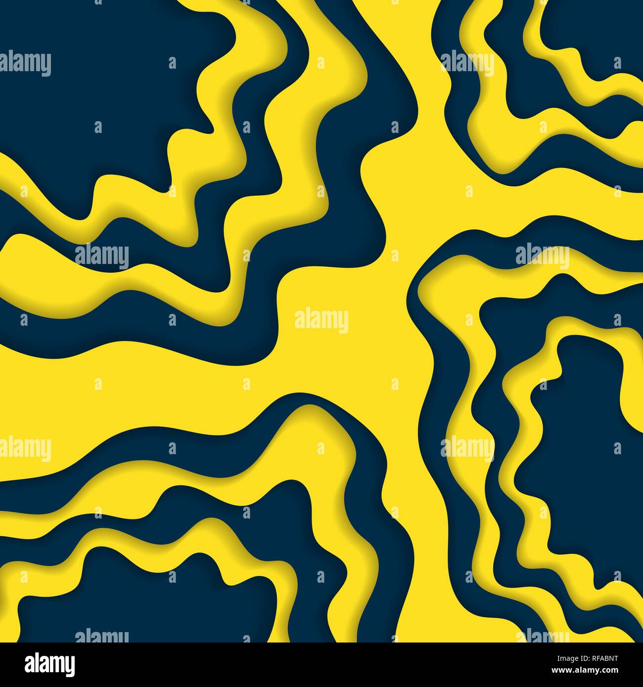 Abstract blue background with yellow cut paper elements and sample text ...