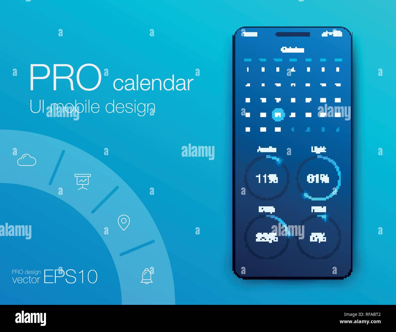 User interface with infographics with charts and graphs in flat design ...