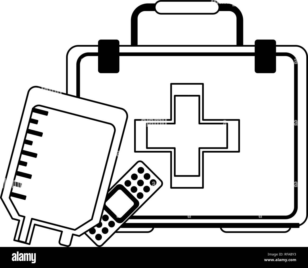 Medical and healthcare elements black and white Stock Vector Image ...