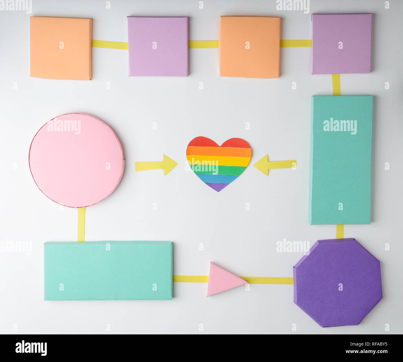 Paper blocks, arrows and heart Stock Photo - Alamy