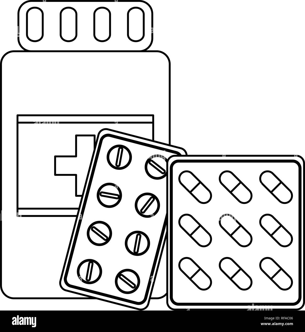 Medical and healthcare elements black and white Stock Vector Image ...