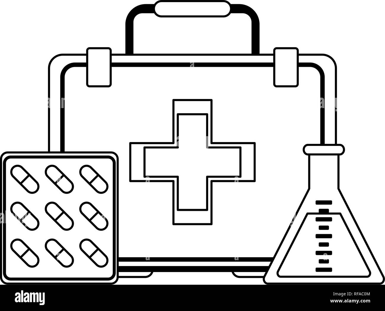 Medical and healthcare elements black and white Stock Vector Image ...