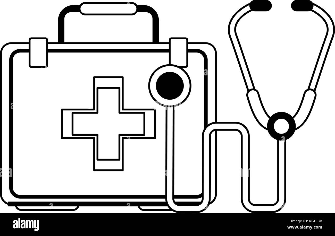 Medical and healthcare elements black and white Stock Vector Image ...
