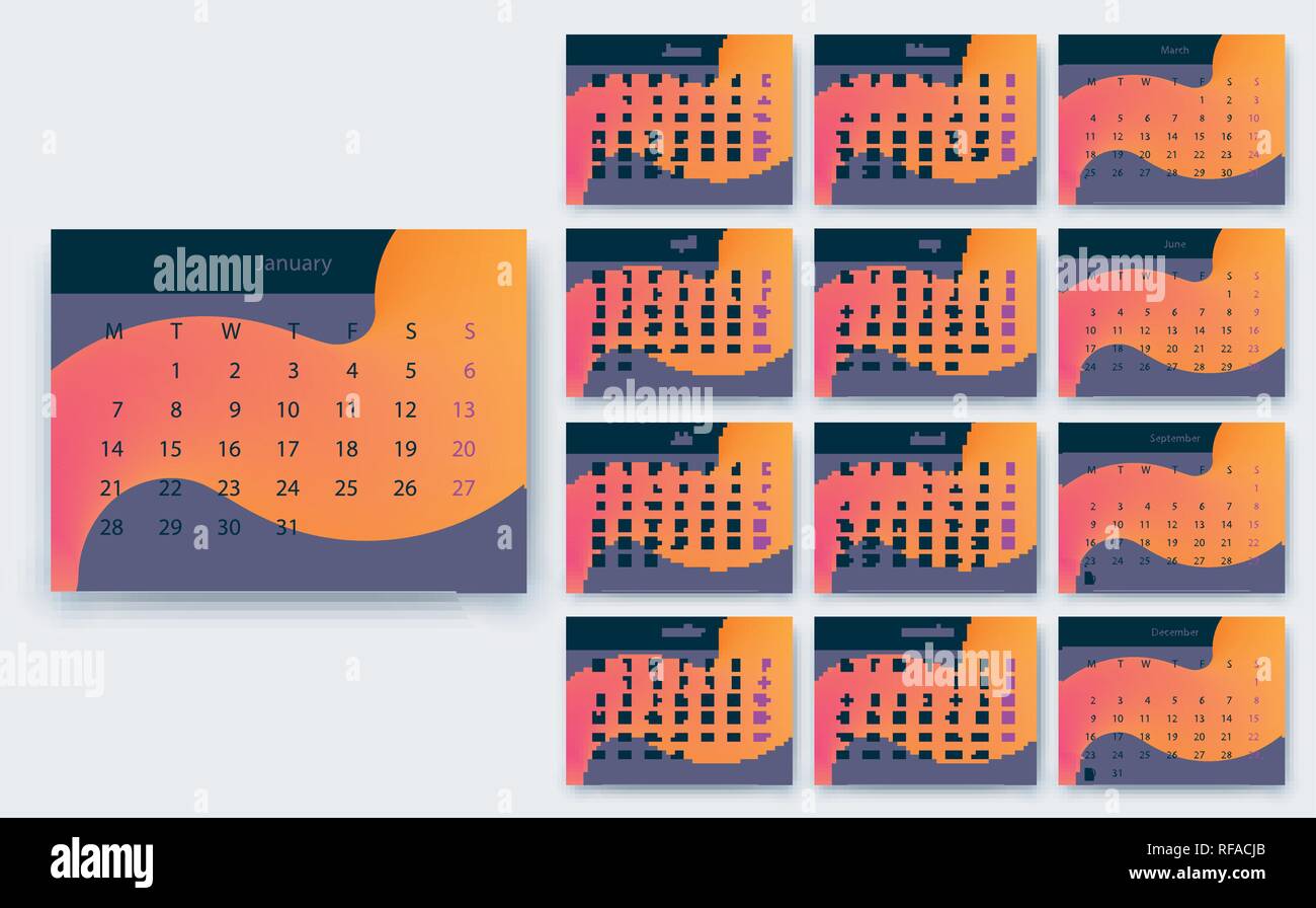 simple calendar 2019, Stock vector eps10. Color design Stock Vector ...