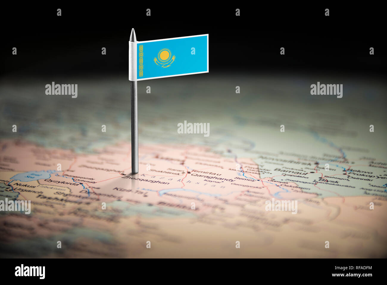 Flag on map kazakhstan hi-res stock photography and images - Alamy