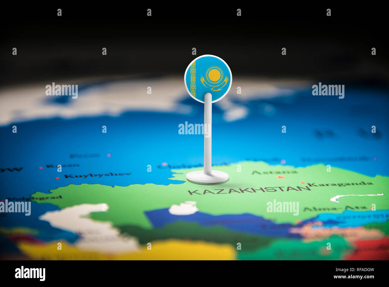 Flag on map kazakhstan hi-res stock photography and images - Alamy