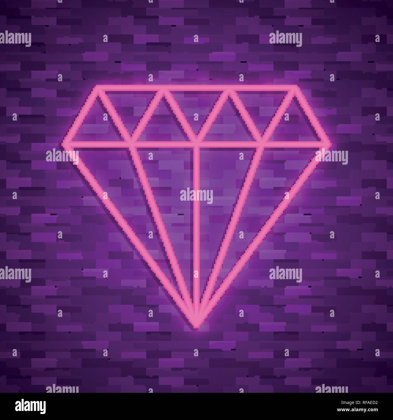diamond icon in neon style. One of wedding collection icon can be used ...