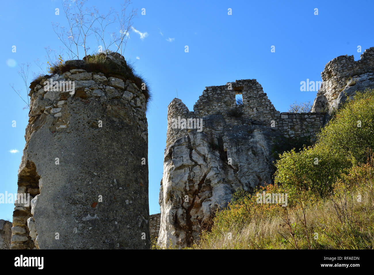 walls of the ruin of a historic castle in the countryside Stock Photo ...