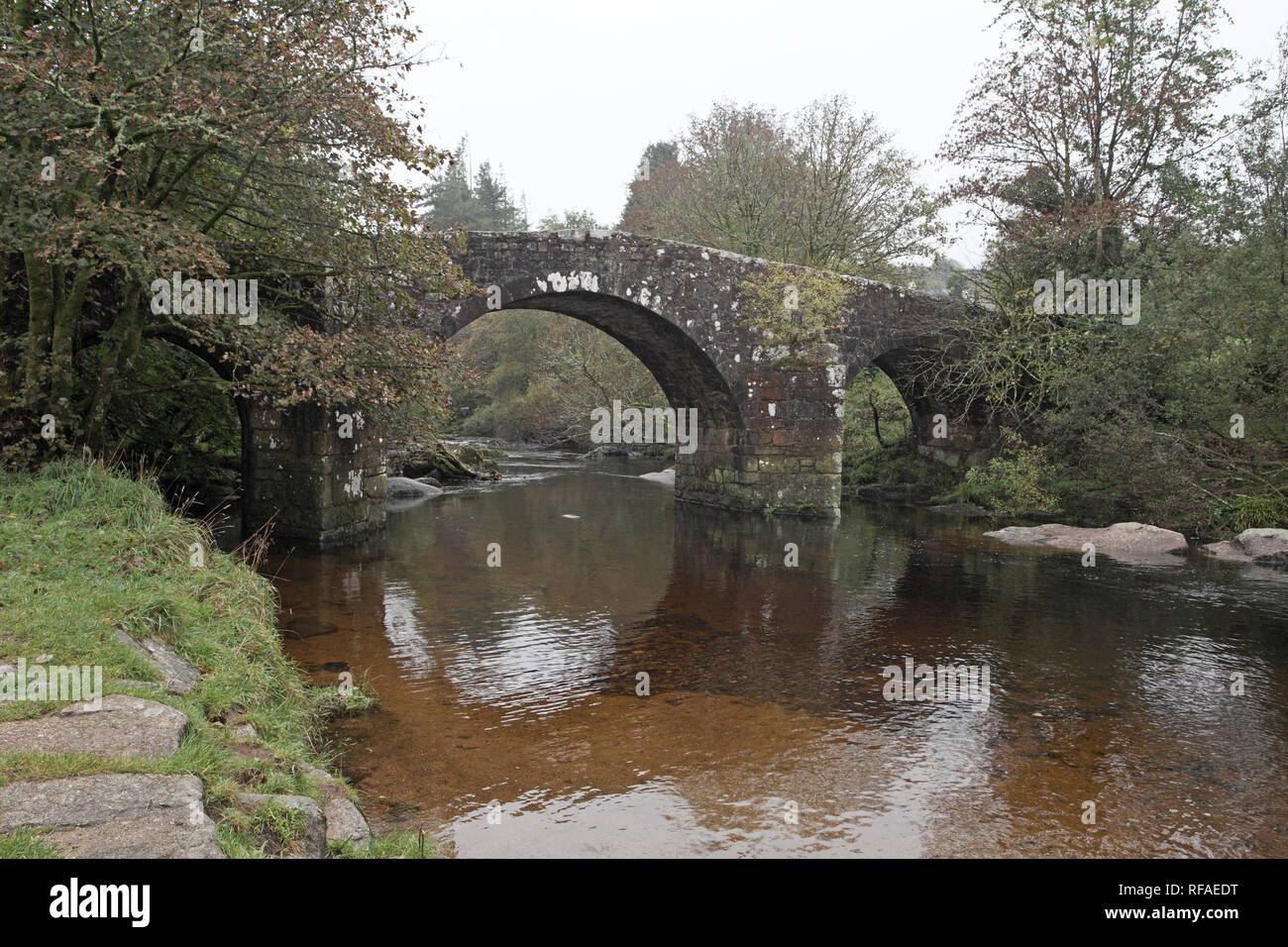 Huccaby Bridge Hexworthy Dartmoor National Park Devon England UK Stock ...