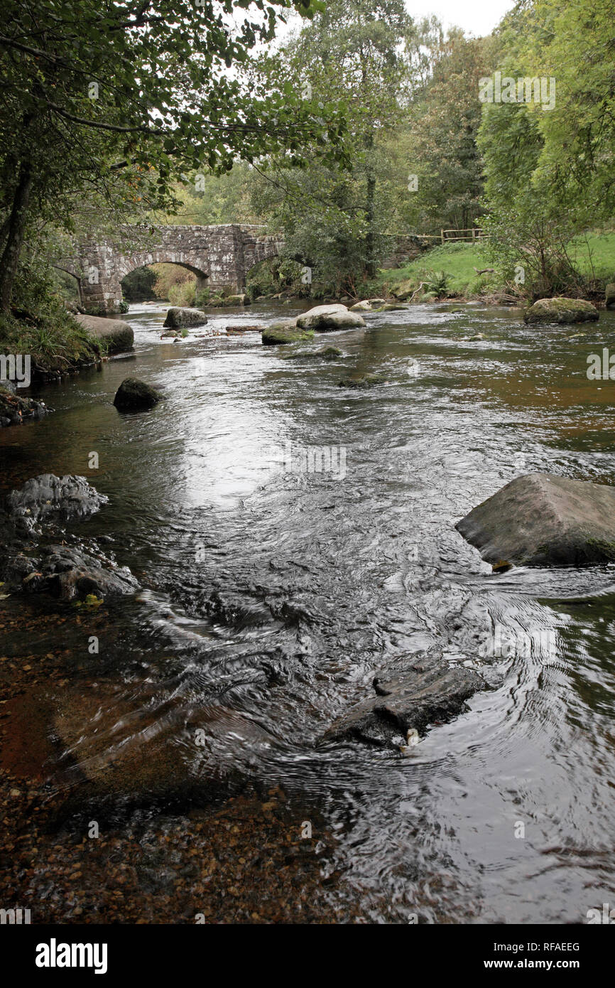 River Teign at Fingle Bridge Dartmoor National Park Devon England UK ...