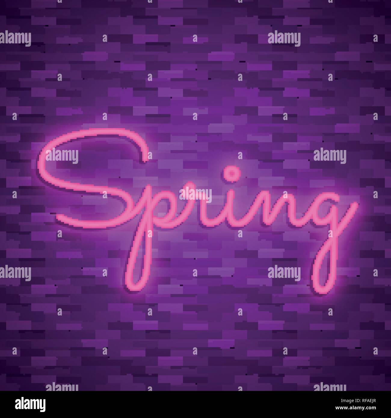 Neon banner spring. Stock vector. Poster for a spring party Stock ...