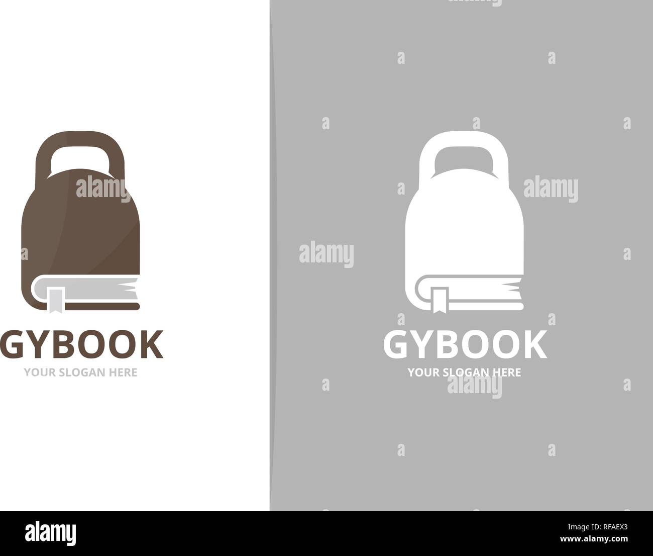 Vector sport and book logo combination. Gym and library symbol or icon ...