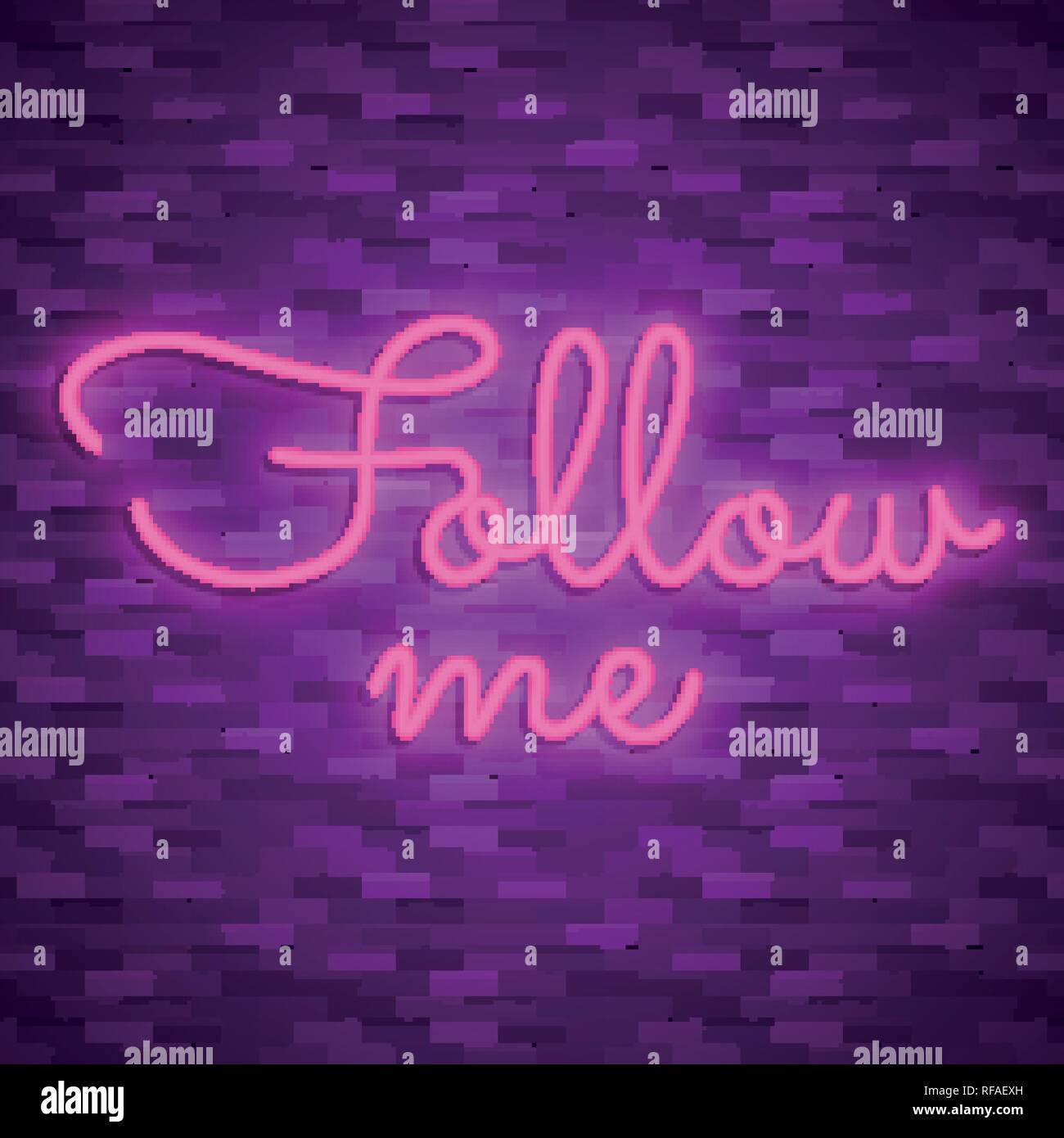 Neon light lettering, Stock vector. Follow me Stock Vector Image & Art ...