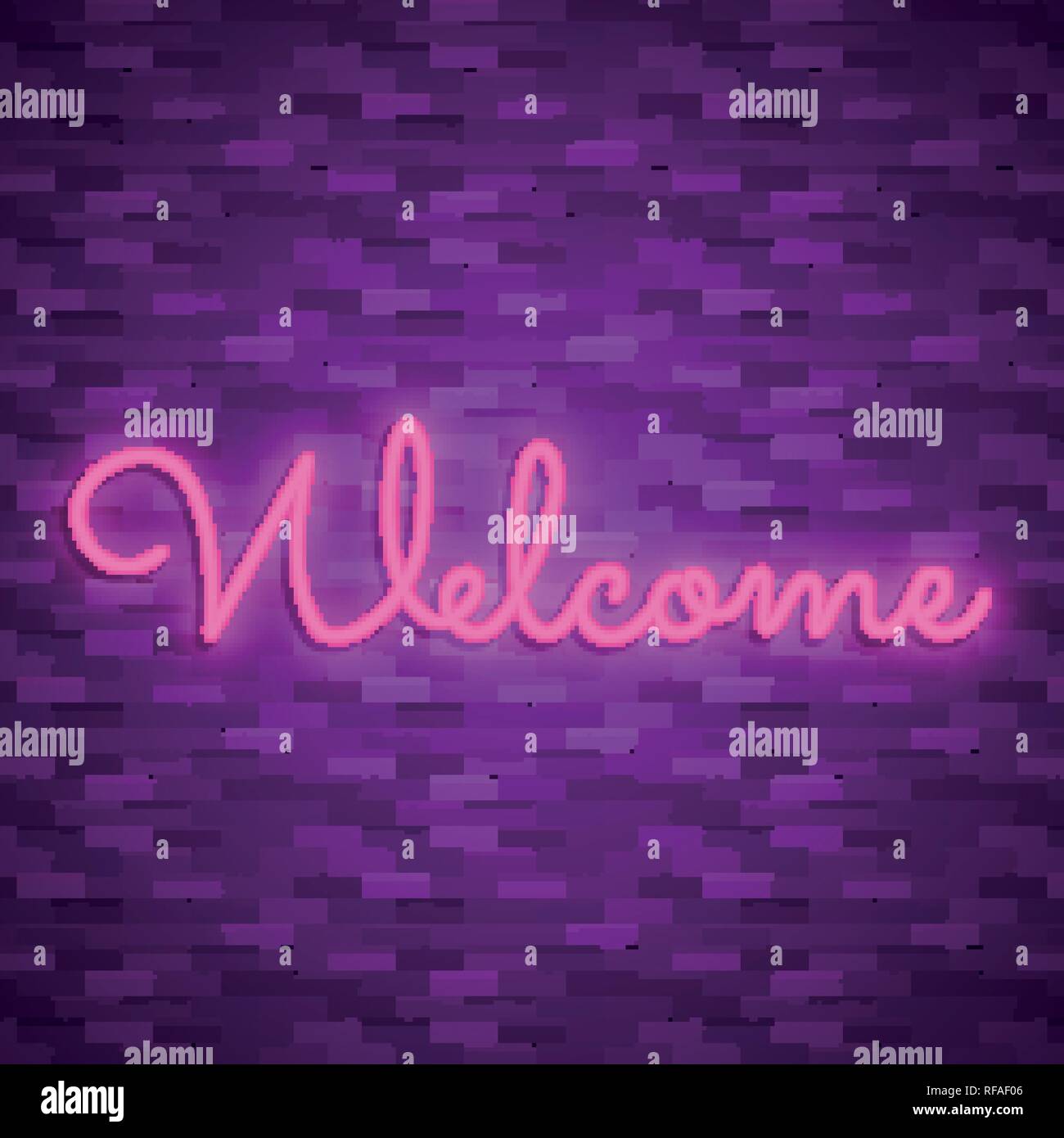 Neon light lettering, Stock vector. Welcome lettering Stock Vector ...