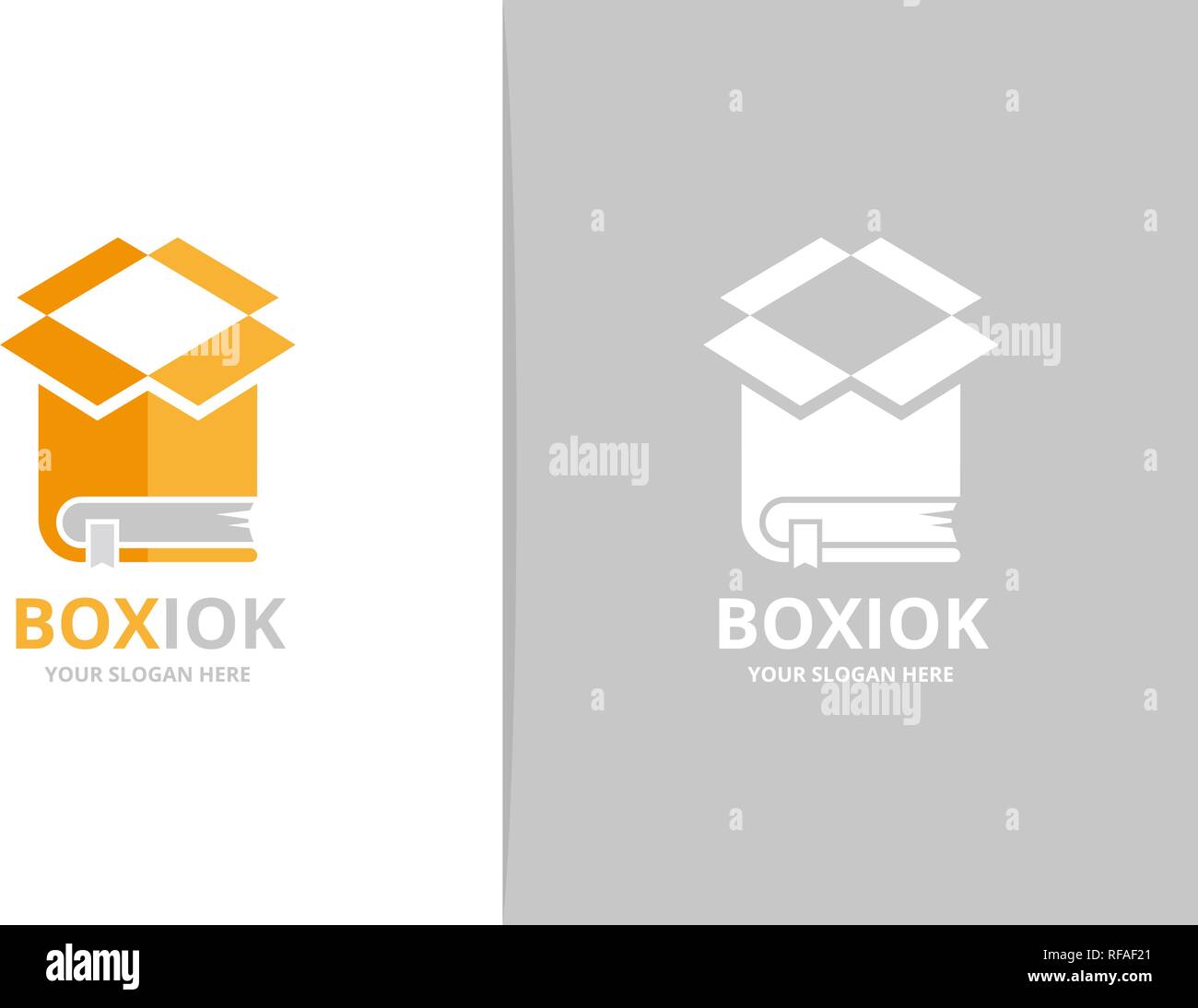 Vector book and box logo combination. Package and market symbol or icon ...
