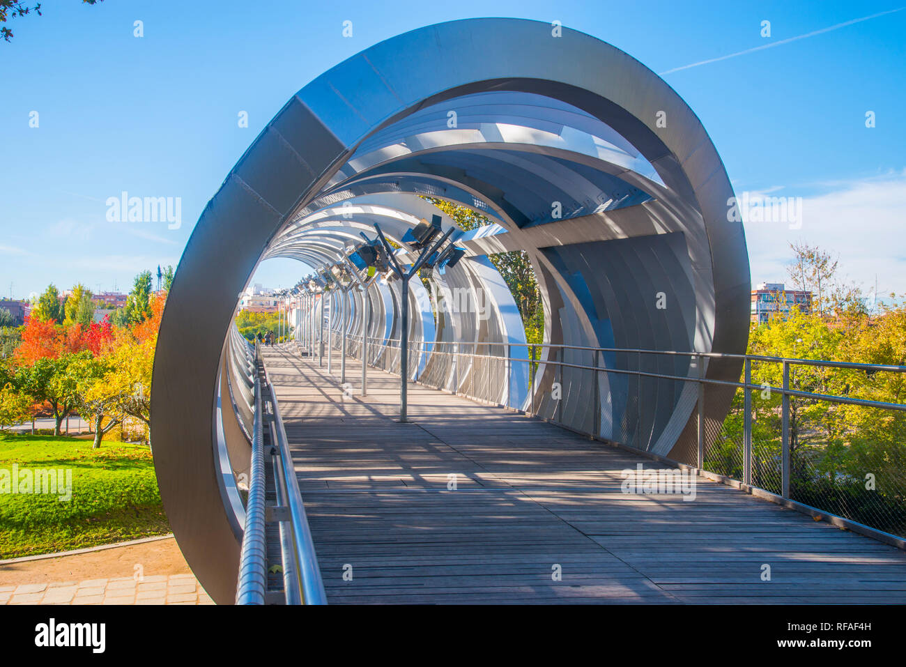 Bridge by Perrault. Madrid Rio park, Madrid, Spain Stock Photo - Alamy