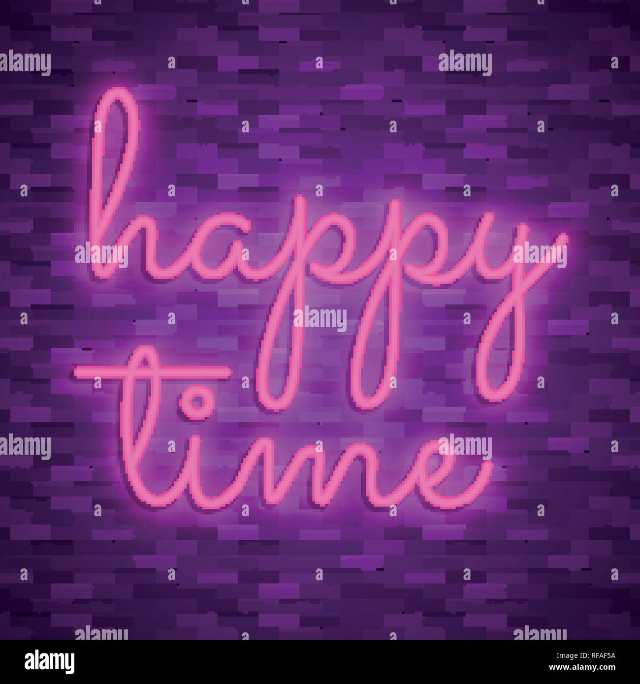 Neon light lettering, Stock vector. Happy time Stock Vector Image & Art ...