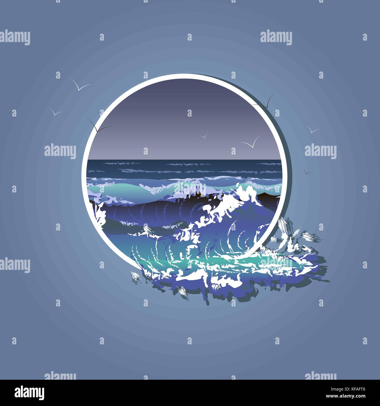Big waves in storm Stock Vector Images - Alamy