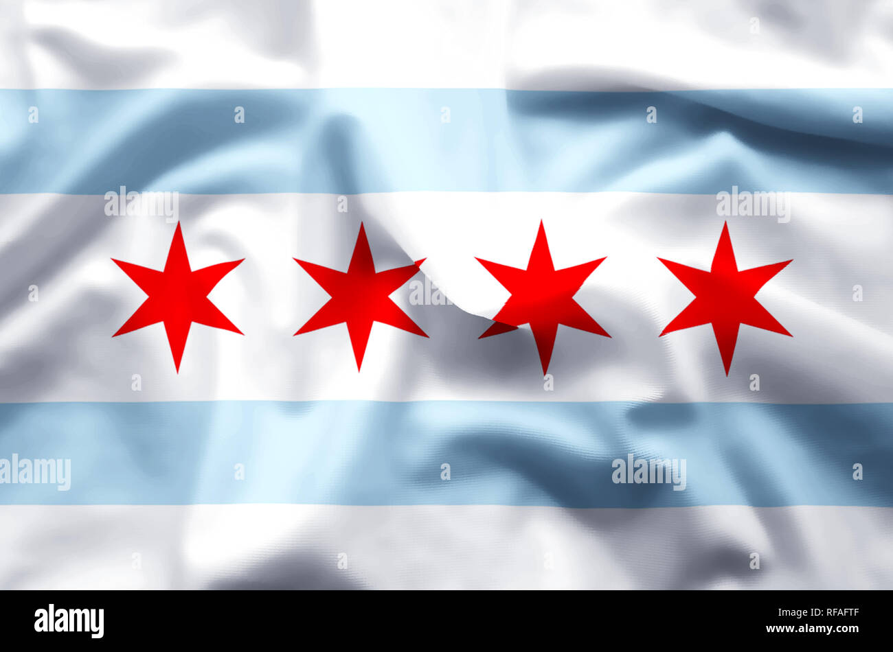 Chicago stylish waving and closeup flag illustration. Perfect for ...