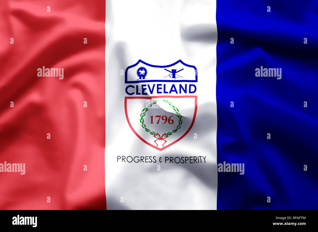 Cleveland stylish waving and closeup flag illustration. Perfect for ...