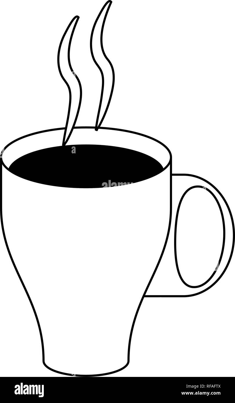 Hot Coffee Mug In Black And White Stock Vector Image And Art Alamy