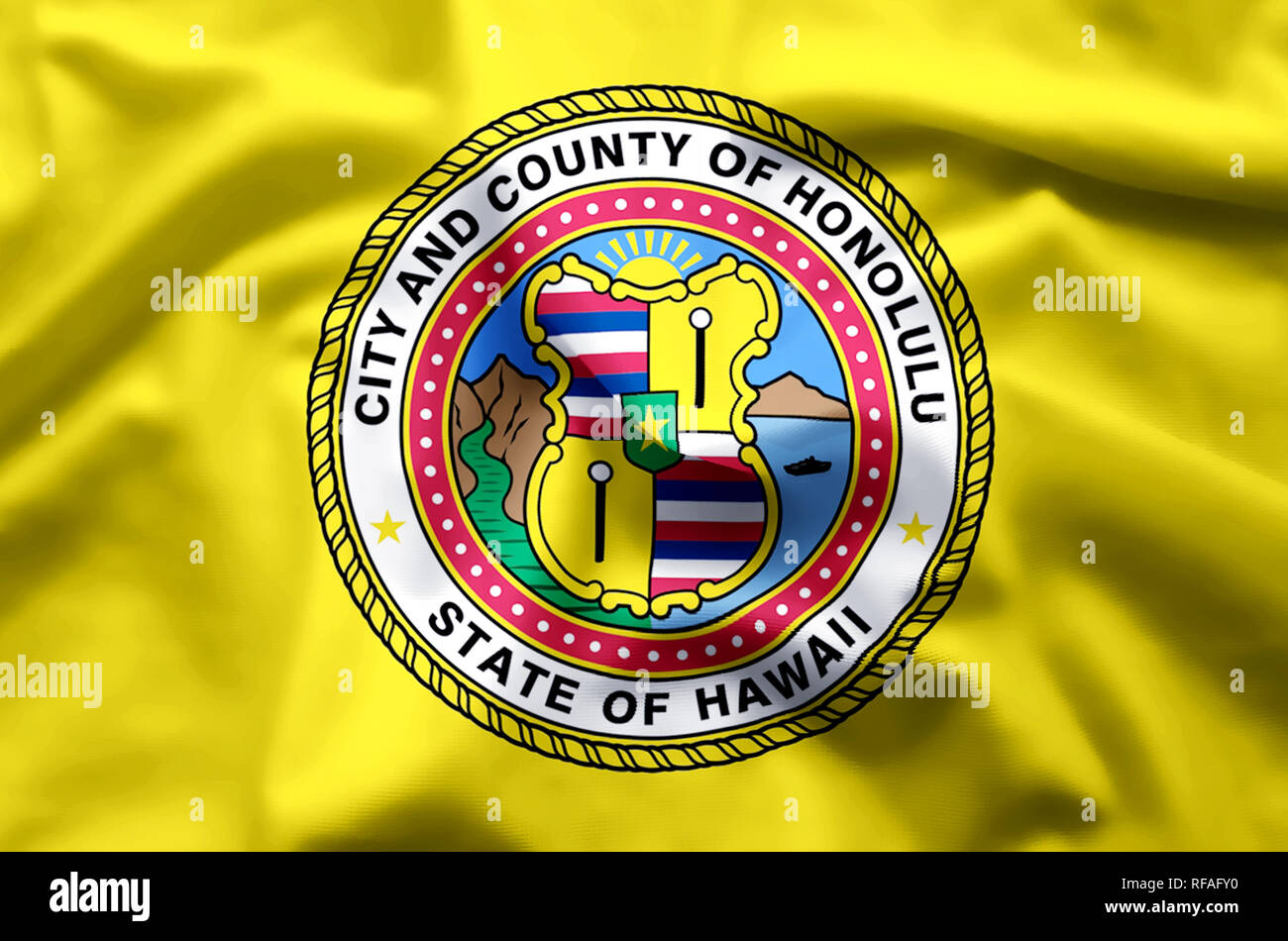 Honolulu Hawaii stylish waving and closeup flag illustration. Perfect ...