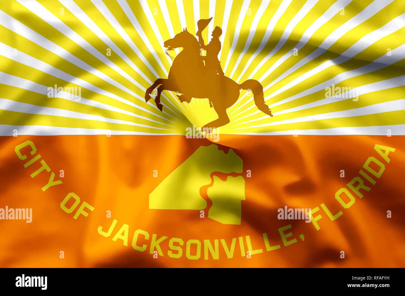 Jacksonville Florida stylish waving and closeup flag illustration ...
