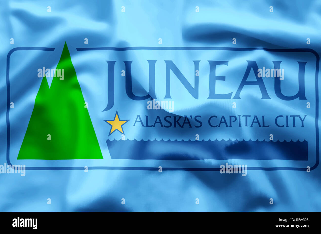 Juneau Alaska stylish waving and closeup flag illustration. Perfect for ...