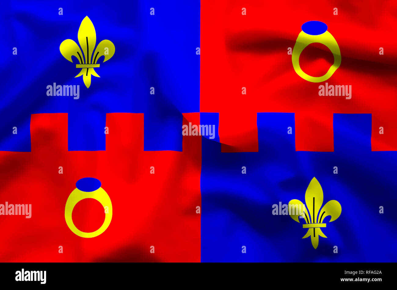 Montgomery County stylish waving and closeup flag illustration. Perfect ...