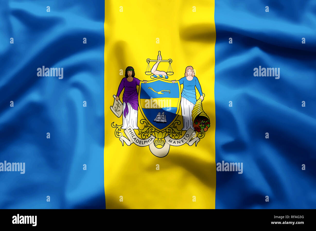Philadelphia Pennsylvania stylish waving and closeup flag illustration ...