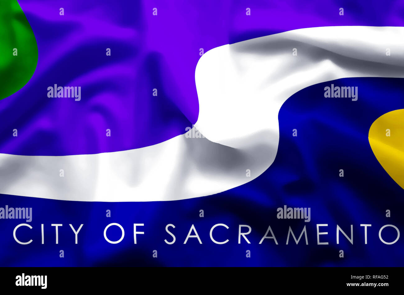 Sacramento stylish waving and closeup flag illustration. Perfect for ...