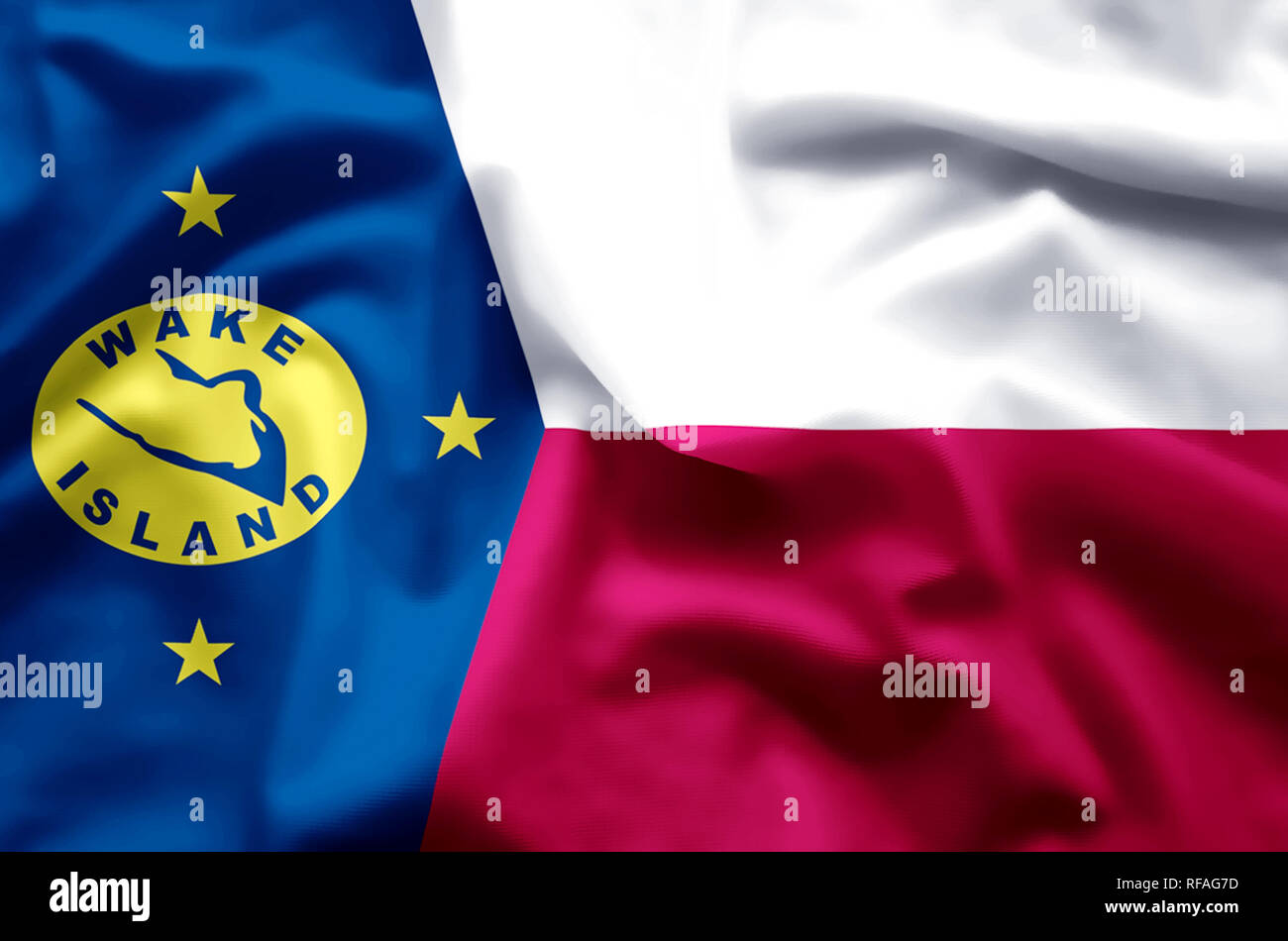 Wake Island stylish waving and closeup flag illustration. Perfect for ...