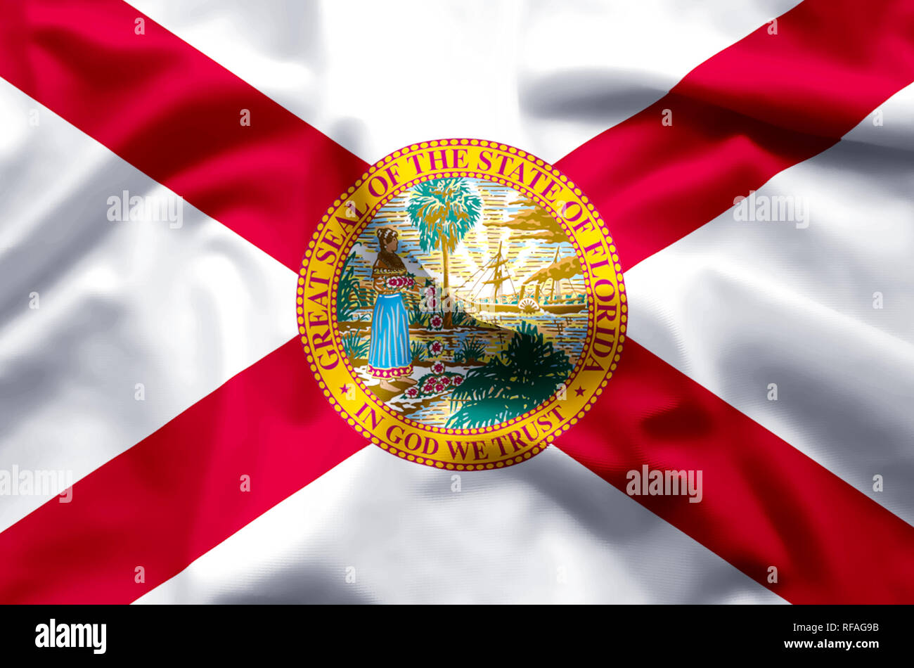 Florida stylish waving and closeup flag illustration. Perfect for ...