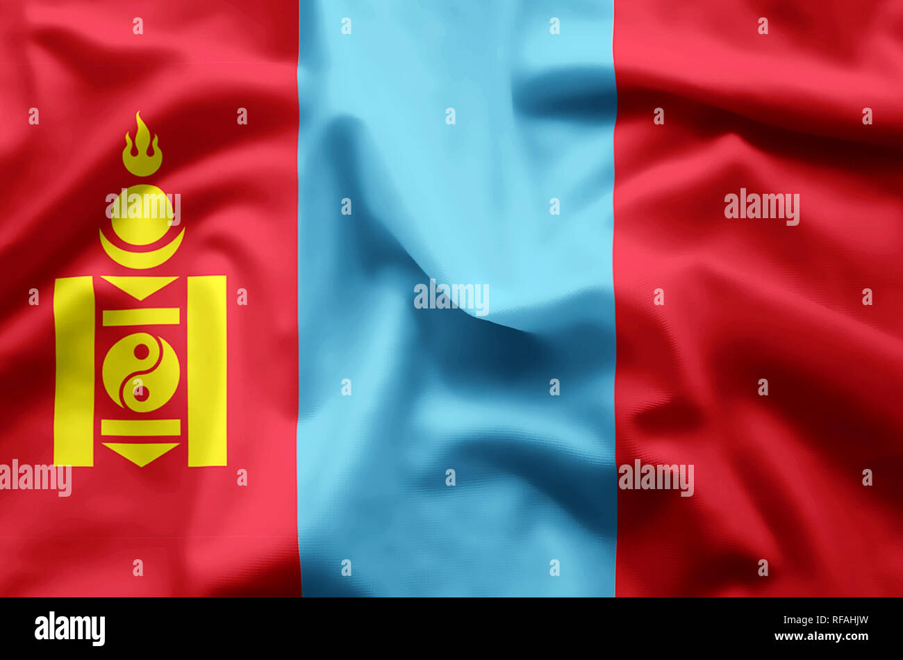 Mongolia stylish waving and closeup flag illustration. Perfect for ...