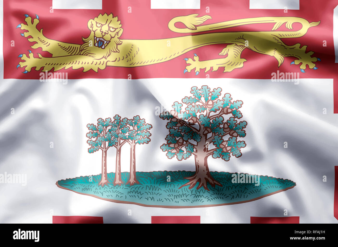 Prince Edward Island stylish waving and closeup flag illustration ...
