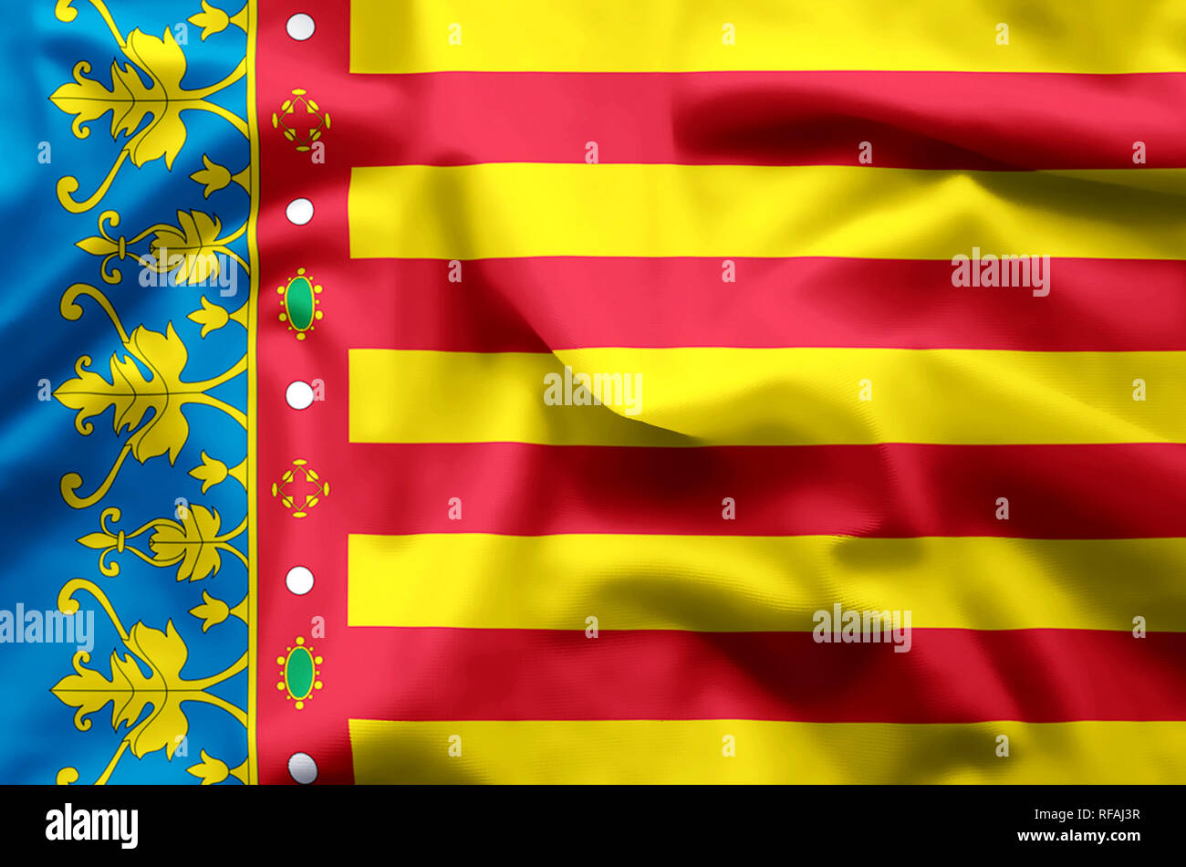 Valencia stylish waving and closeup flag illustration. Perfect for ...