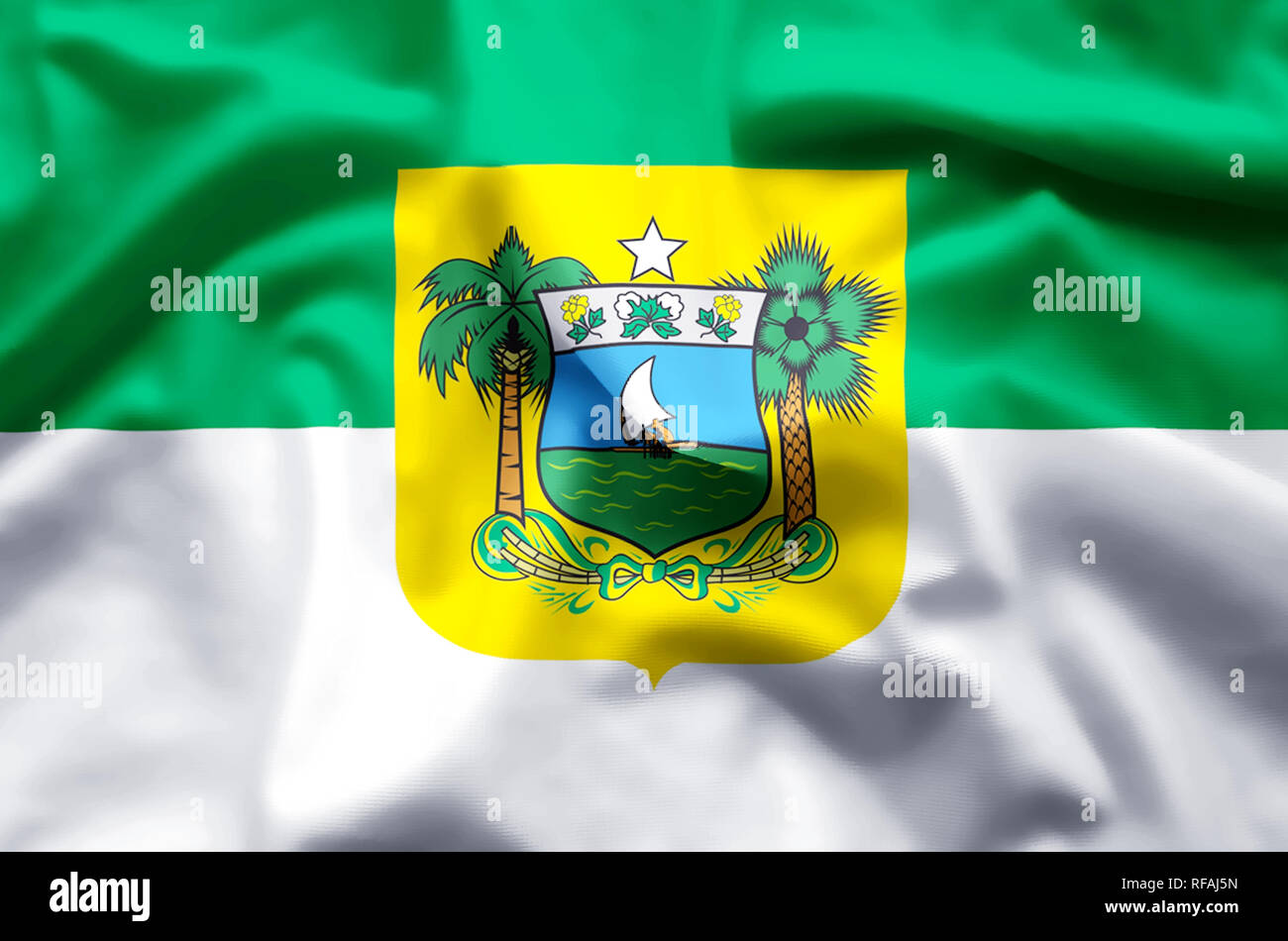 Rio Grande do Norte stylish waving and closeup flag illustration ...